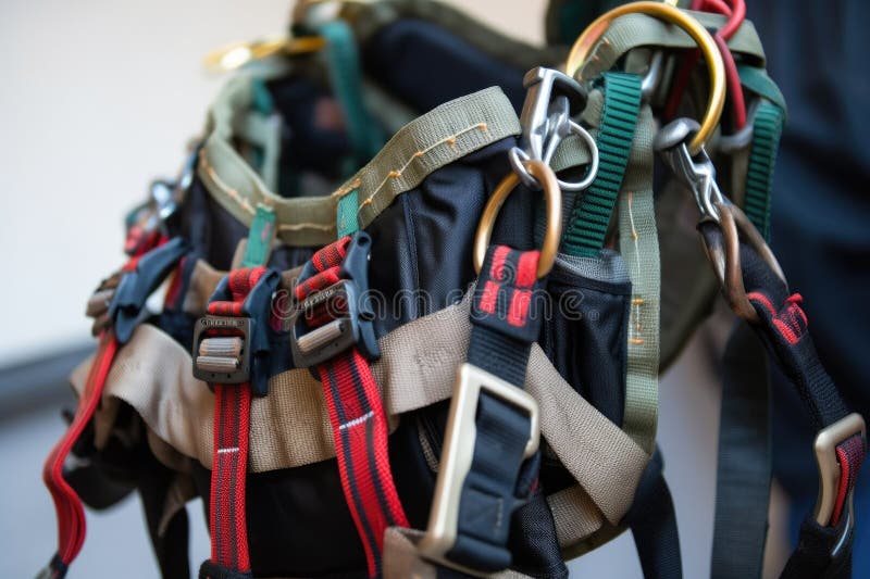 Close-up of Climbing Harness, with Ropes and Carabiners Visible Stock ...