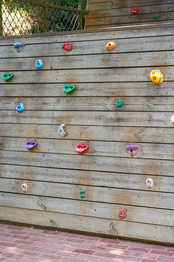 Close-up of a Climbing Wall in an Outdoor Park Stock Photo - Image of ...