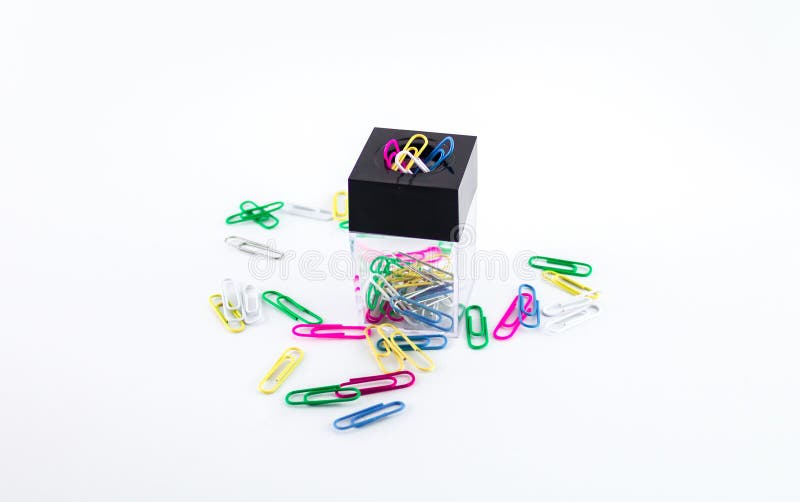 Close-up of Clips in Their Container on White Background Stock Image ...