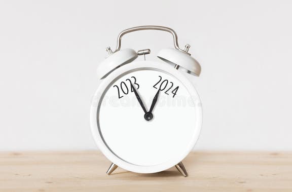 Close-up Clock Alarm Clock. Transition from 2023 To 2024 Stock Photo ...