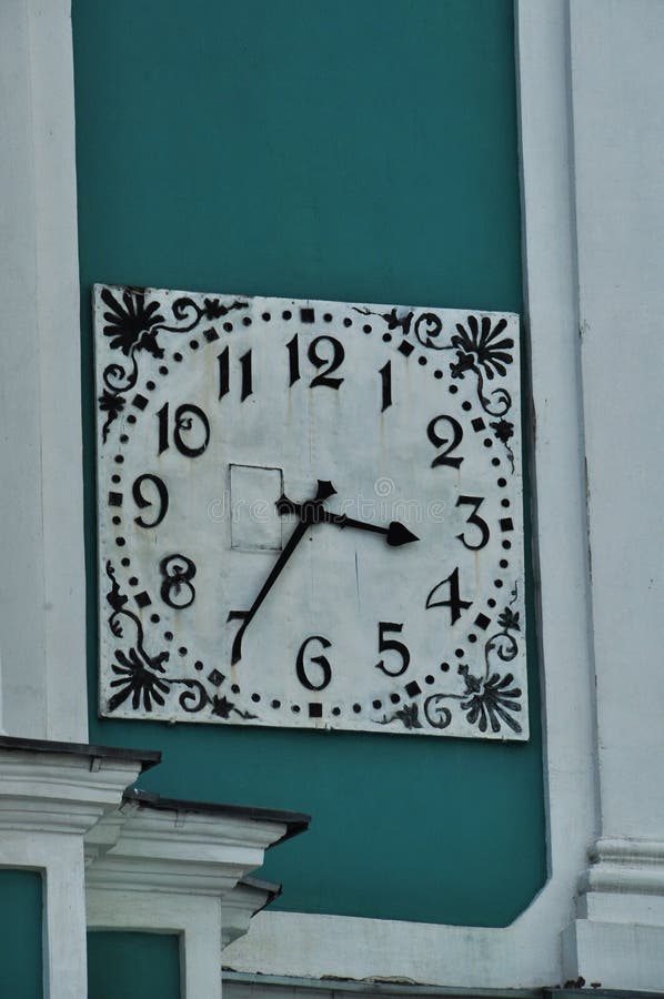 Close-up of a Clock on a Building. Large Clock with a White Dial on the ...