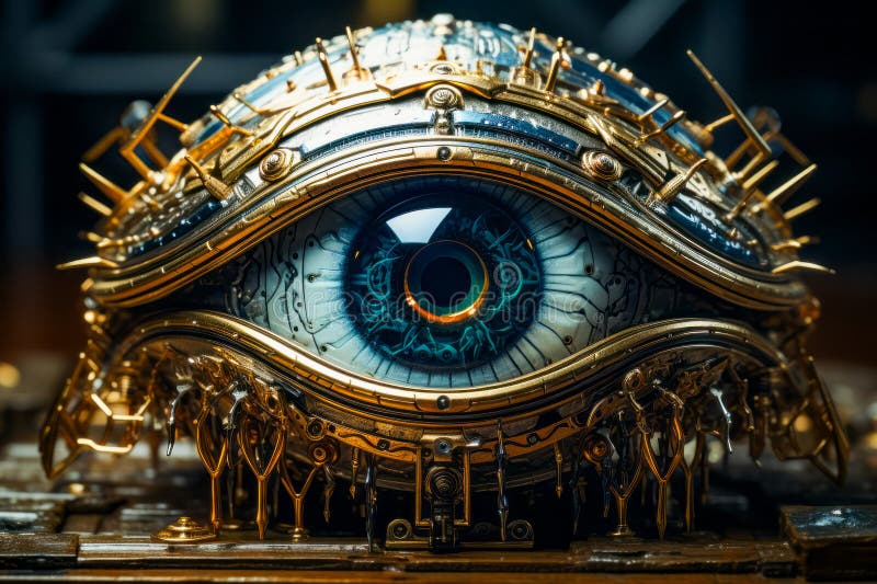 Close Up of Clock with Eye on it. Generative AI Stock Illustration ...