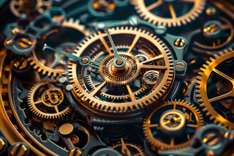 Close Up of a Clock with Gears Stock Photo - Image of close, watch ...