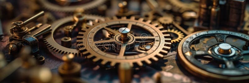A Close Up of a Clock with Gears. Generative AI Image. Stock ...