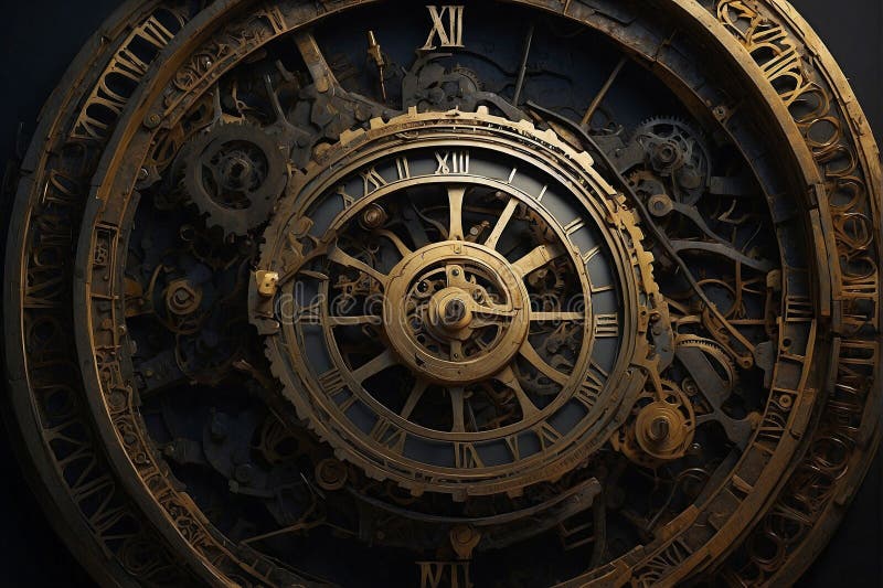 Close Up of Clock with Roman Numerals. Generative AI. Stock Image ...