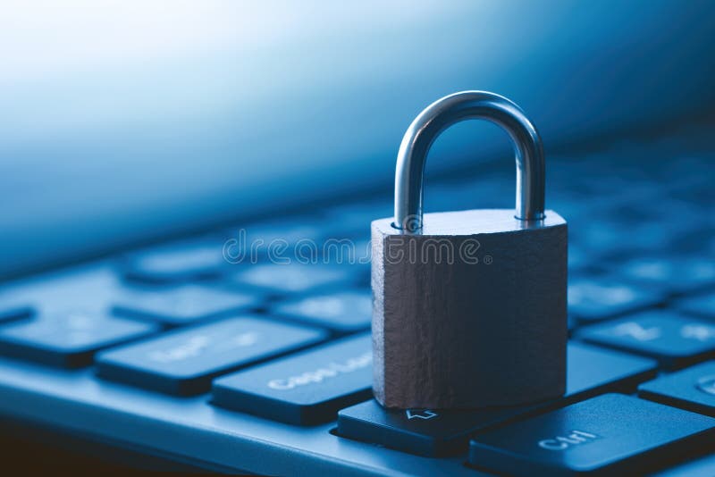 Close-up of a Closed Padlock on a Computer Keyboard. Data Protection ...