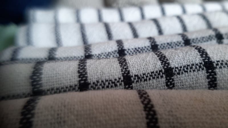 Close Up Cloth with Square Pattern Black and White Macro Photography ...