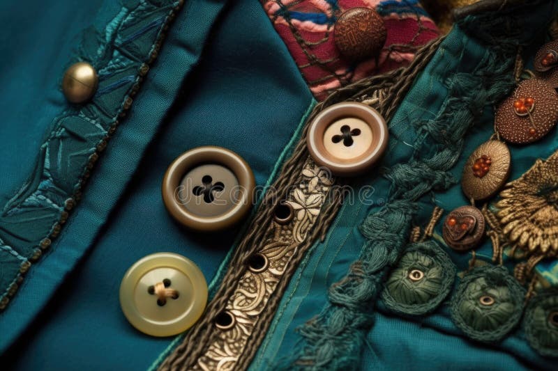 Close-up of Clothing Details: Buttons, Zippers, Textures Stock ...