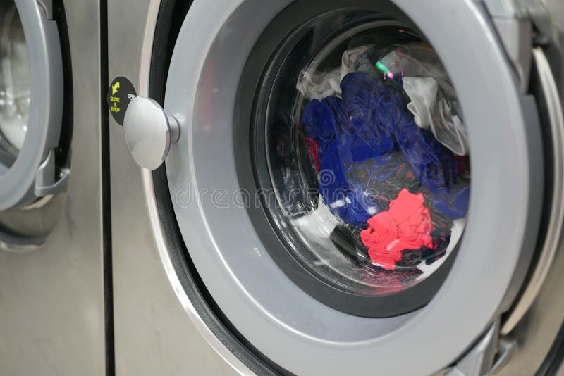 Close Up of Cloths in a Washing Machine. Stock Photo - Image of laundry ...