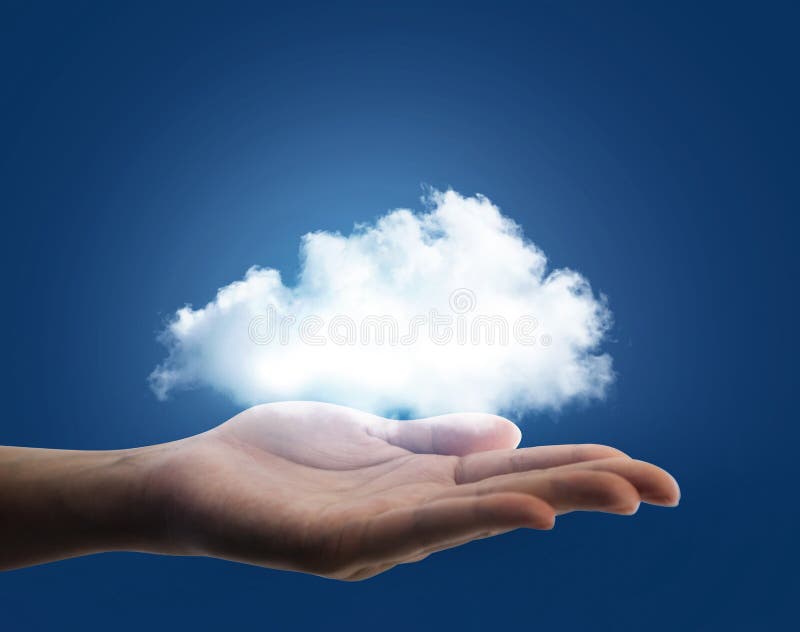 Close Up of Cloud Over Hand for Cloud Computing Concept Stock Photo ...