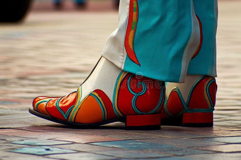 Close-up of a Clown S Legs in Colored Shoes Stock Illustration ...
