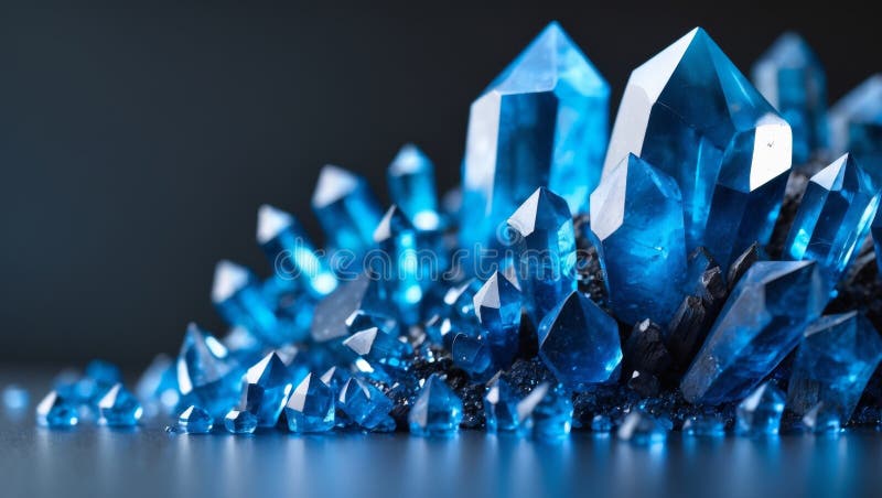 A Close Up of a Cluster of Blue Crystals on a Black Background Stock ...