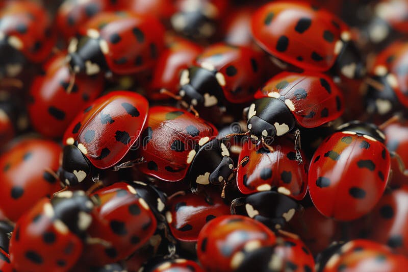 Infestation of Ladybugs with Vibrant Red Shells and Black Spots Stock ...