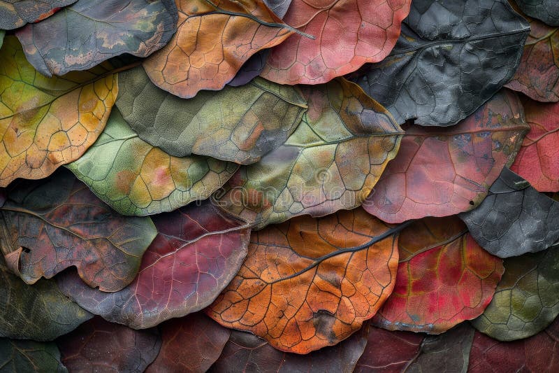 Close Up of a Cluster of Leaves Creating a Mosaic of Textures and ...
