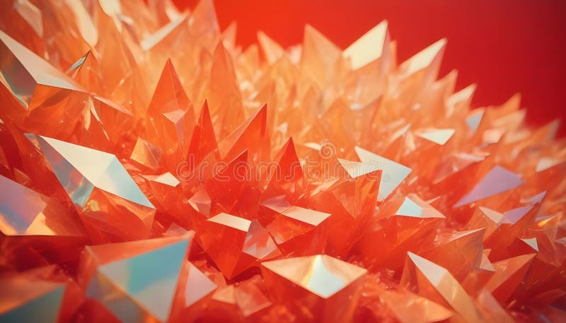 Close-up of a Cluster of Orange Crystals with Sharp, Angular Facets ...