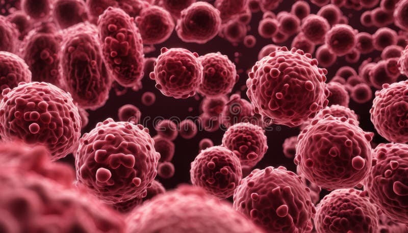 Close-up of a Cluster of Red Cells or Bacteria, Possibly a Microscopic ...