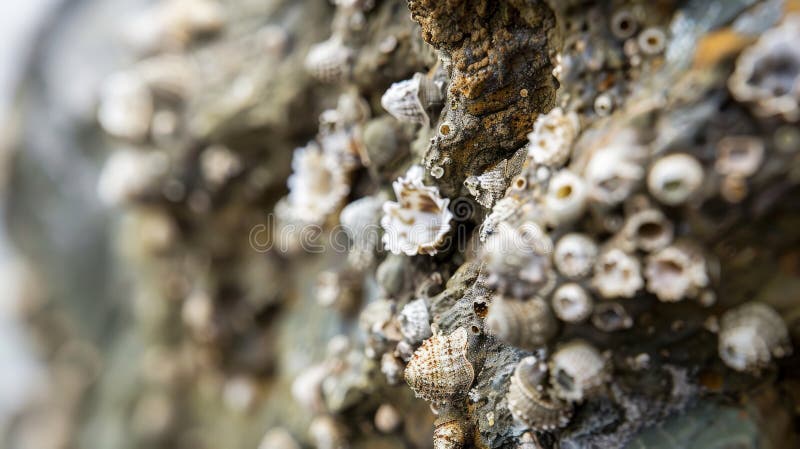 A Close-up of a Cluster of Seashells on a Rocky Surface. the Seashells ...