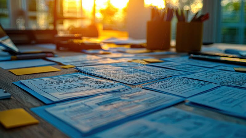 Close Up of a Cluttered Desk with Papers and Sticky Notes Stock ...