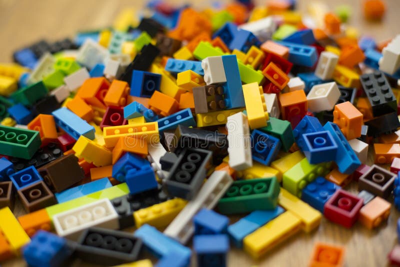 Cluttered Pile of Colorful Toy Construction Bricks Stock Image - Image ...