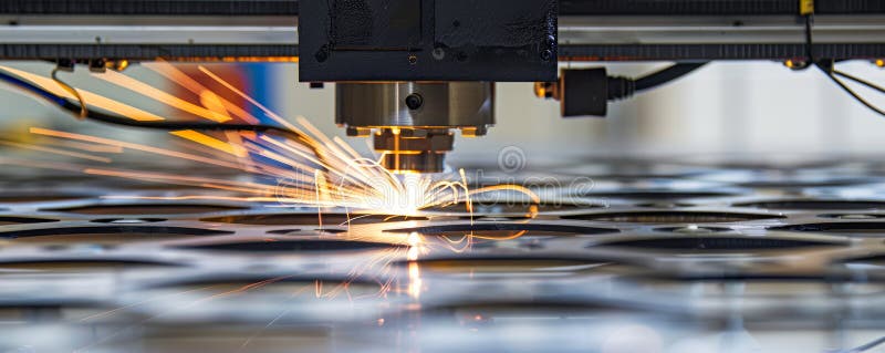 Close-Up of CNC Laser Cutting Machine in Action Stock Illustration ...