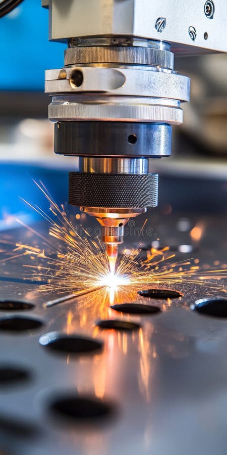 Close-Up of CNC Laser Cutting Metal Sheet, Industrial Technology and ...