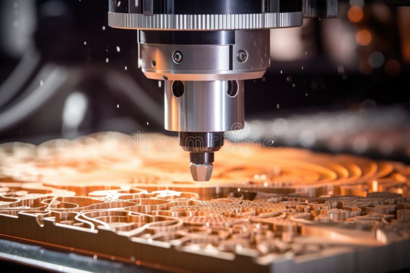Close-up of a Cnc Machine Carving Metal Stock Image - Image of factory ...