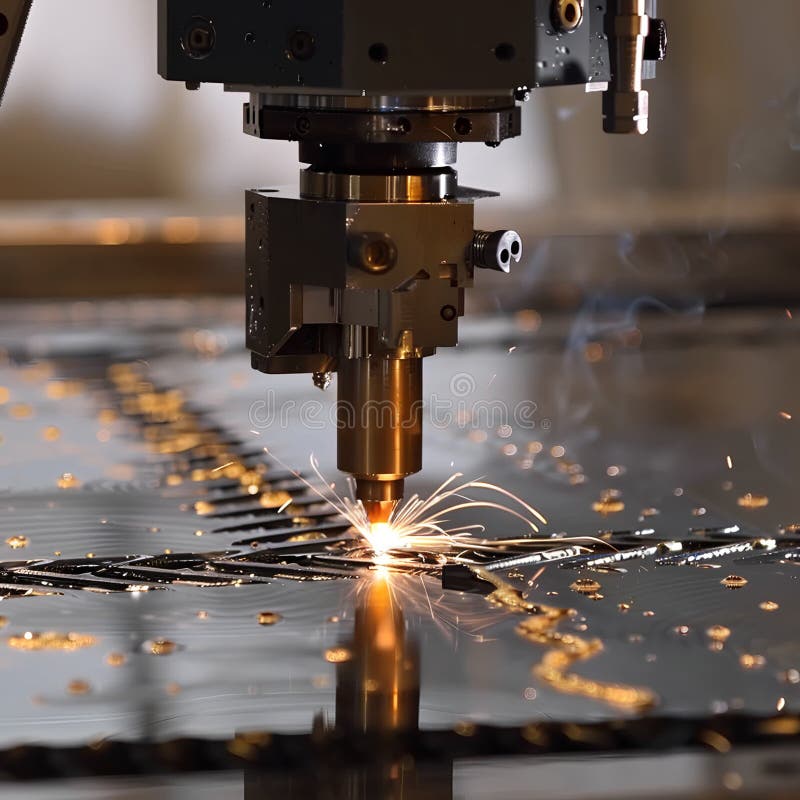Close-up of a CNC Machine Operating on a Metal Part, Generating ...