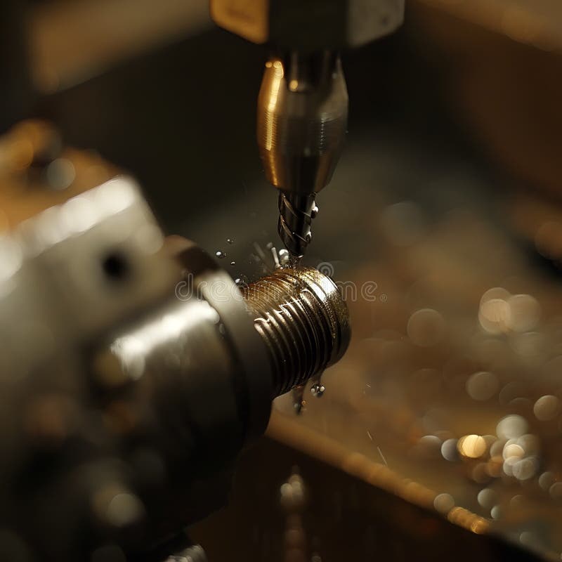 Close-up of a CNC Machine Operating on a Metal Part, Generating ...