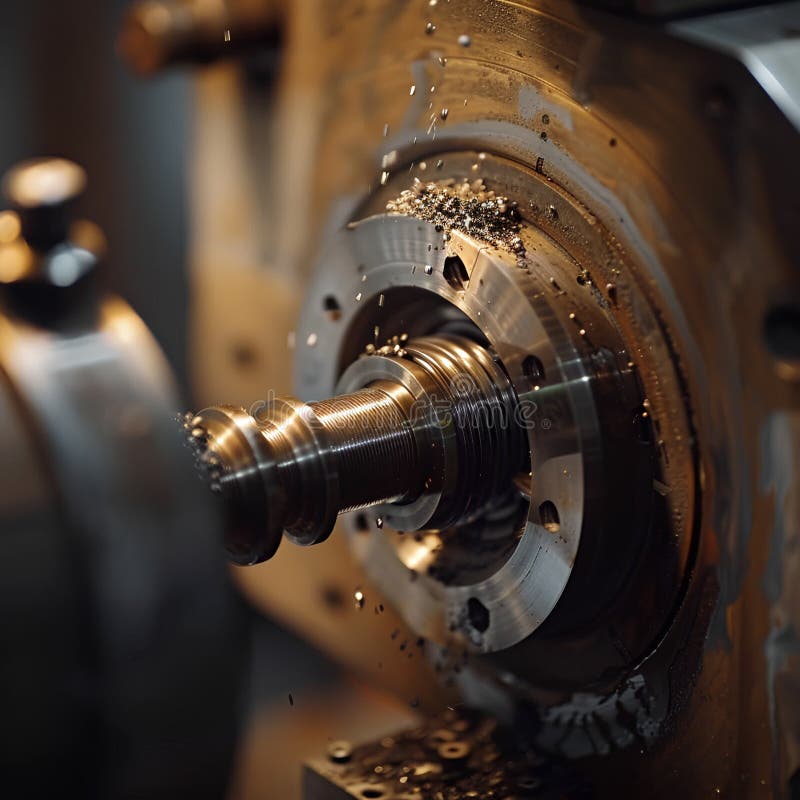 Close-up of a CNC Machine Operating on a Metal Part, Generating ...