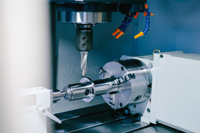 Close Up CNC Milling Machine Working Process on Metal Industry Stock ...