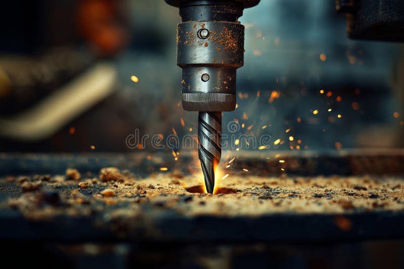 Close-up of a Cnc Milling Machine Cutting Metal with Sparks. Stock ...