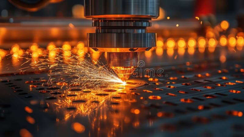 Close Up of CNC Milling Machine Cutting Precise Contours with Sparks ...