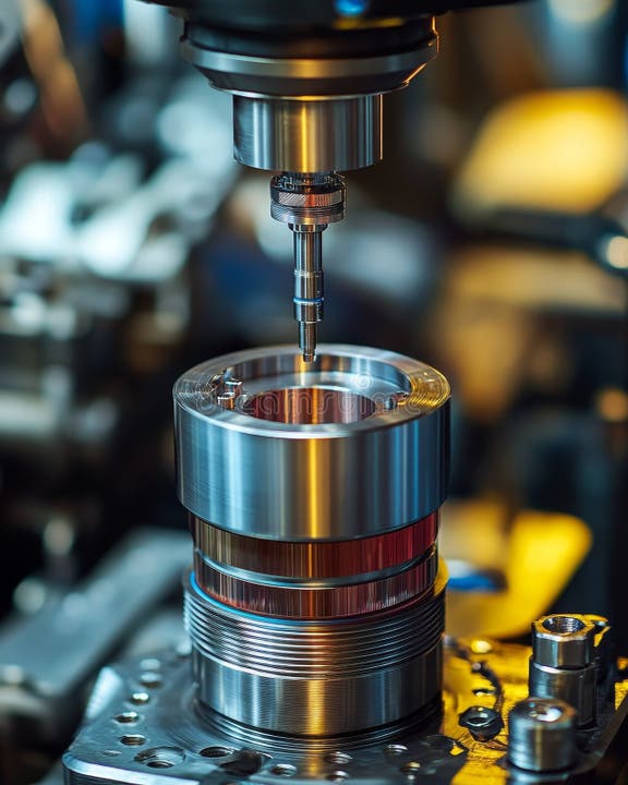 Close-up of a CNC Milling Machine Working on a Metal Component ...
