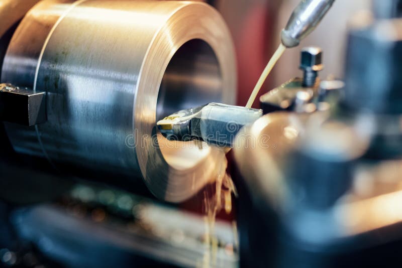 Close Up CNC Milling Machine Working Process on Metal Industry Stock ...