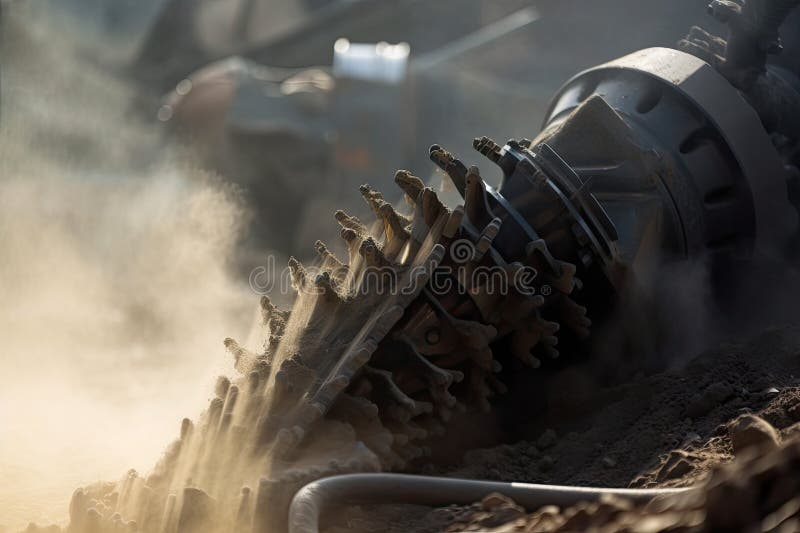 Close-up of Coal Mining Drill Bit, with Steam and Dust in the Air Stock ...