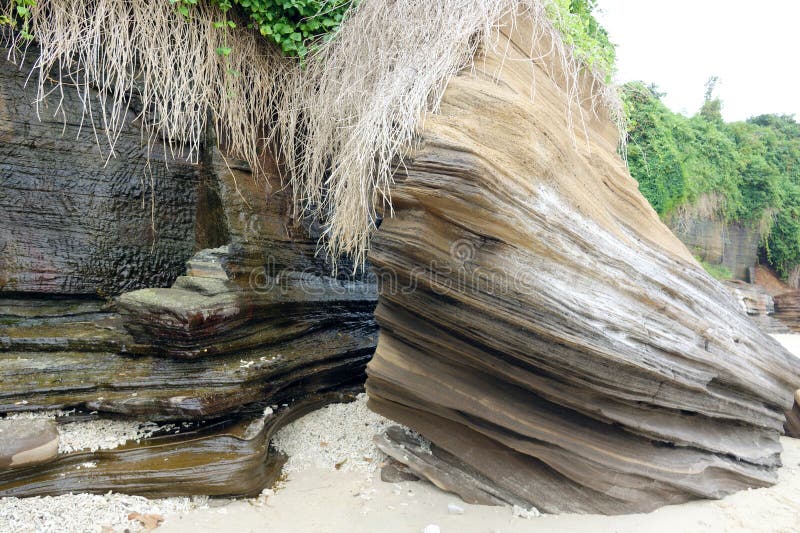Sedimentary Rocks in a Valley with Fresh Waters Water Fall. Stock Photo ...