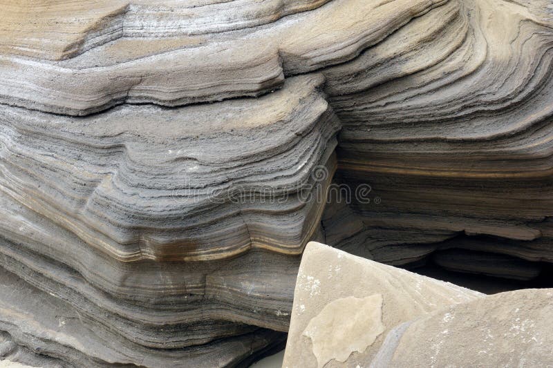 Sedimentary Rocks in a Valley with Fresh Waters Water Fall. Stock Photo ...