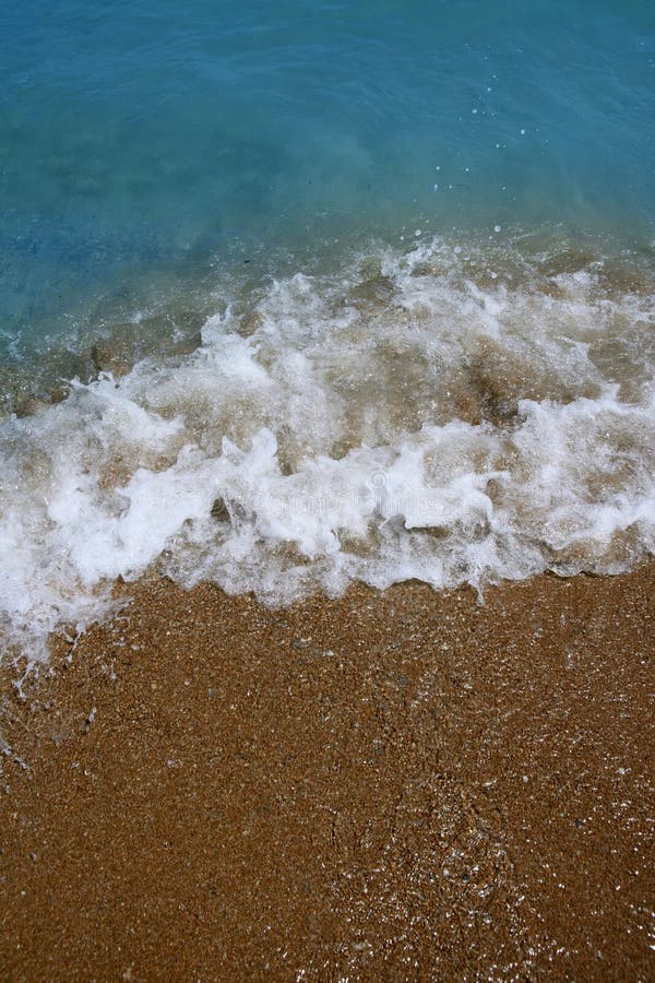 Close Up of Coastline with Wave Reaching the Sand Stock Image - Image ...