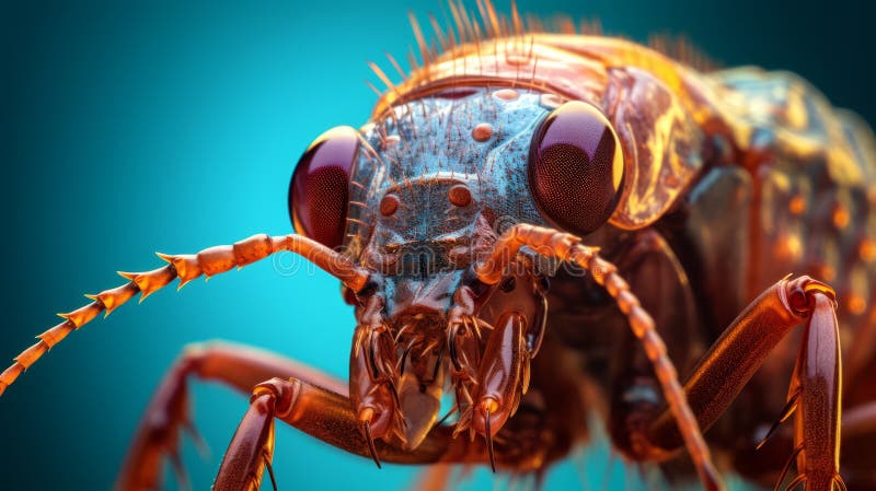 Close-up of a Cockroach: Realistic Hyper-detailed Rendering on Blue ...