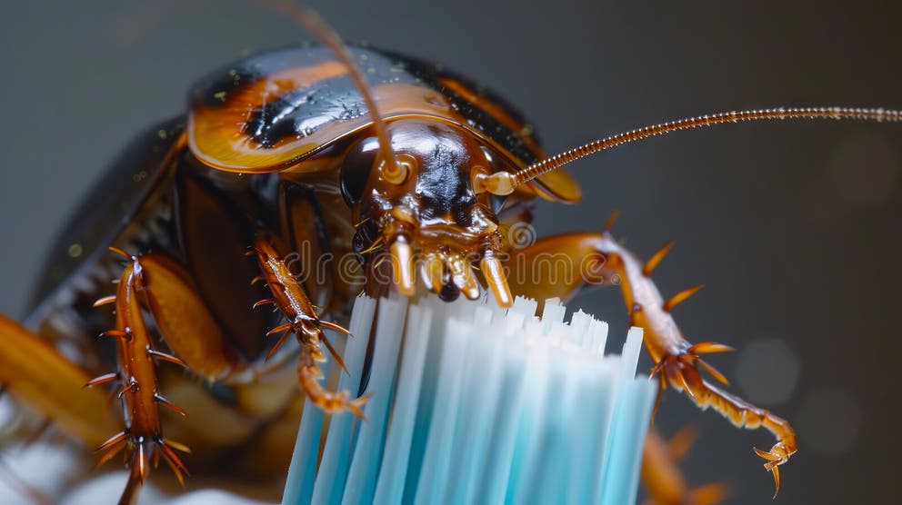 A Close Up of a Cockroach on a Toothbrush Stock Photo - Image of mouth ...