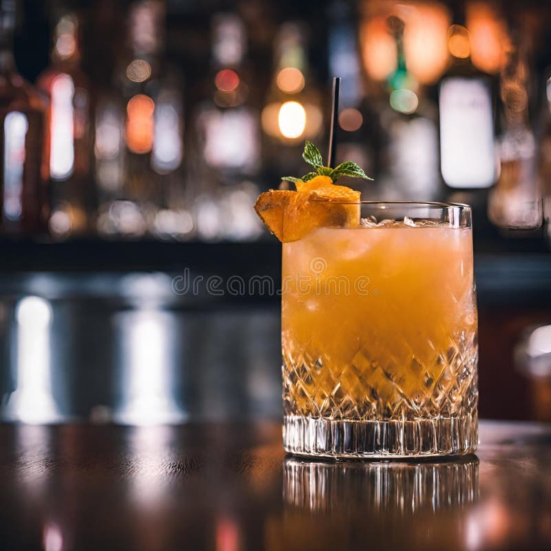 Close-up of Cocktail on a Bar - 1 Stock Illustration - Illustration of ...