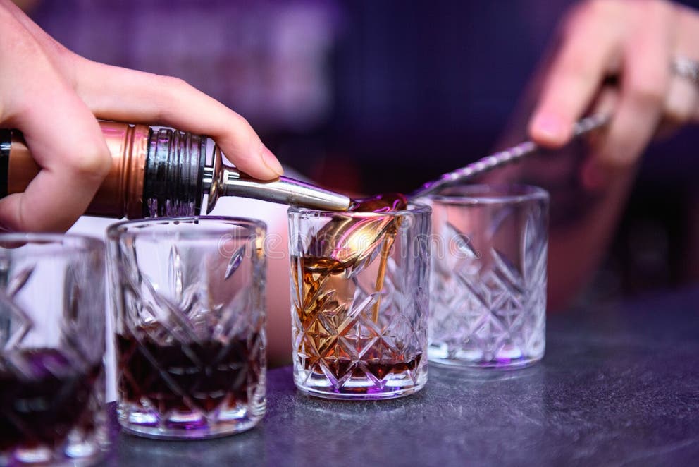 Close-up. the Cocktail Creating. Stock Image - Image of layer ...