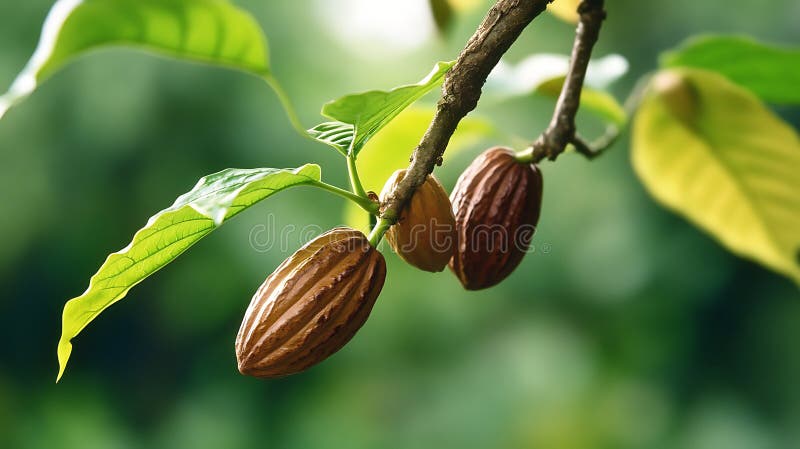 Cocoa beans and cocoa tree stock illustration. Illustration of organic ...