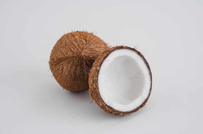 Close-Up of Coconut Against White Background Stock Photo - Image of ...