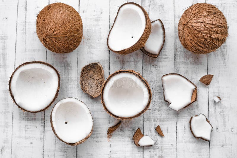 Close-Up of Coconut Against White Background Stock Image - Image of ...
