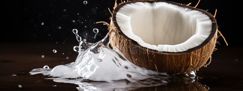 Close Up of a Coconut in a Drop of Water Stock Image - Image of ...