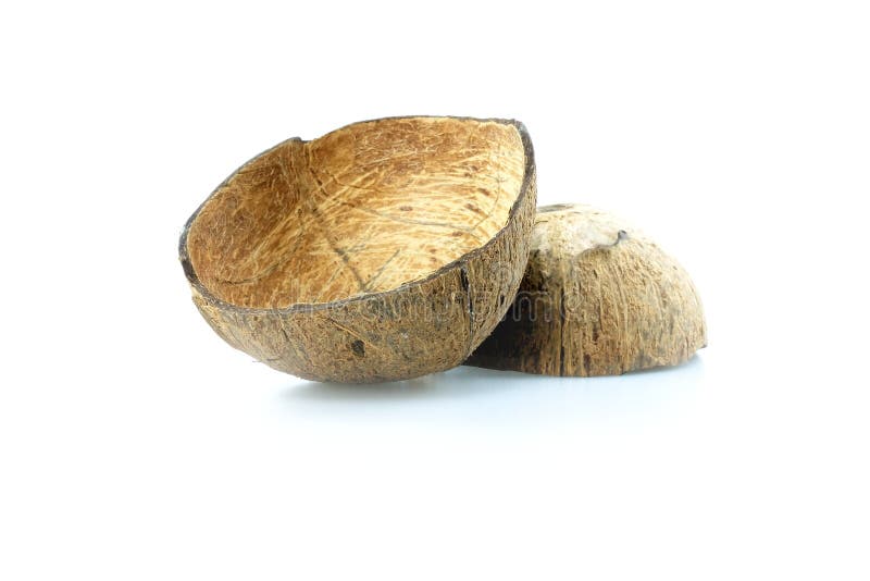 Coconut Shell Isolated on White Background. Stock Photo - Image of ...