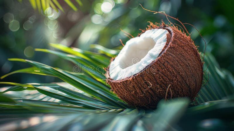 Close Up of a Coconut on a Tree Stock Image - Image of generative, palm ...