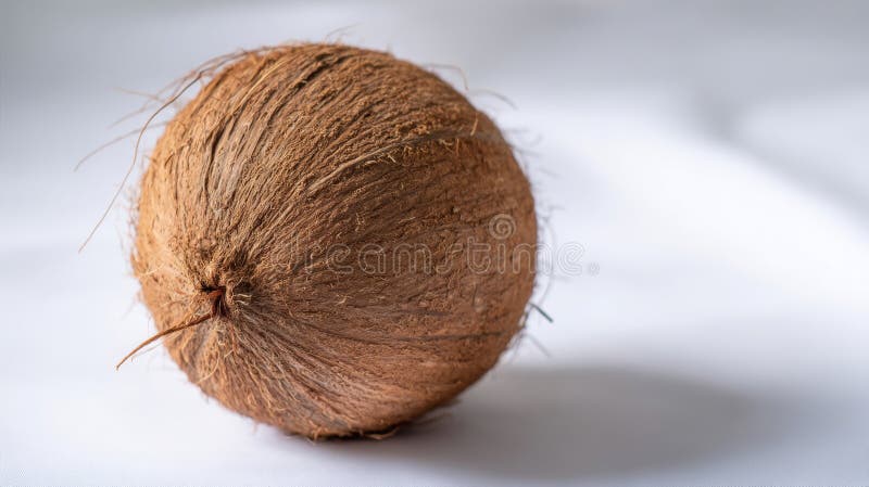 A Close Up of a Coconut on a White Surface Stock Photo - Image of ...