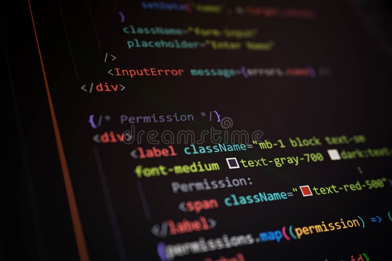 Close-up of Code Showing Form Input Validation, Error Message Component ...